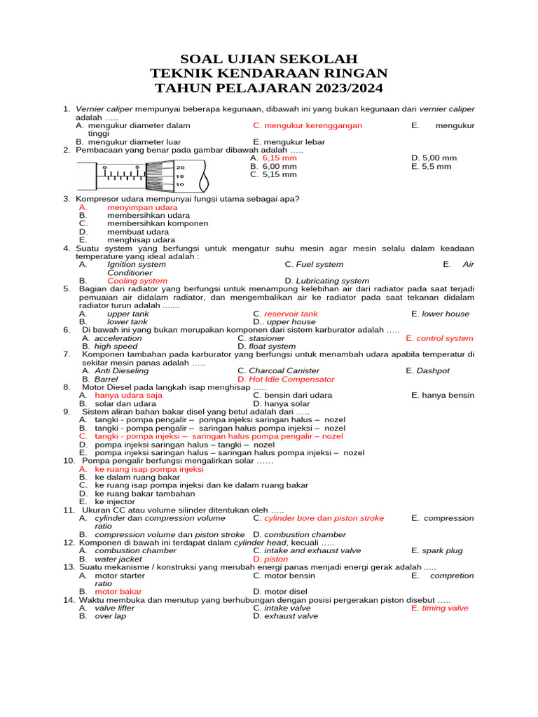 Soal Ujian Sekolah Tkro 2024 | PDF