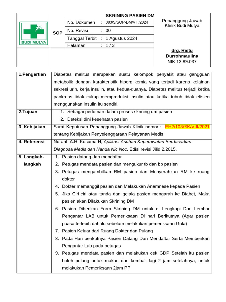 Sop Skrining DM | PDF