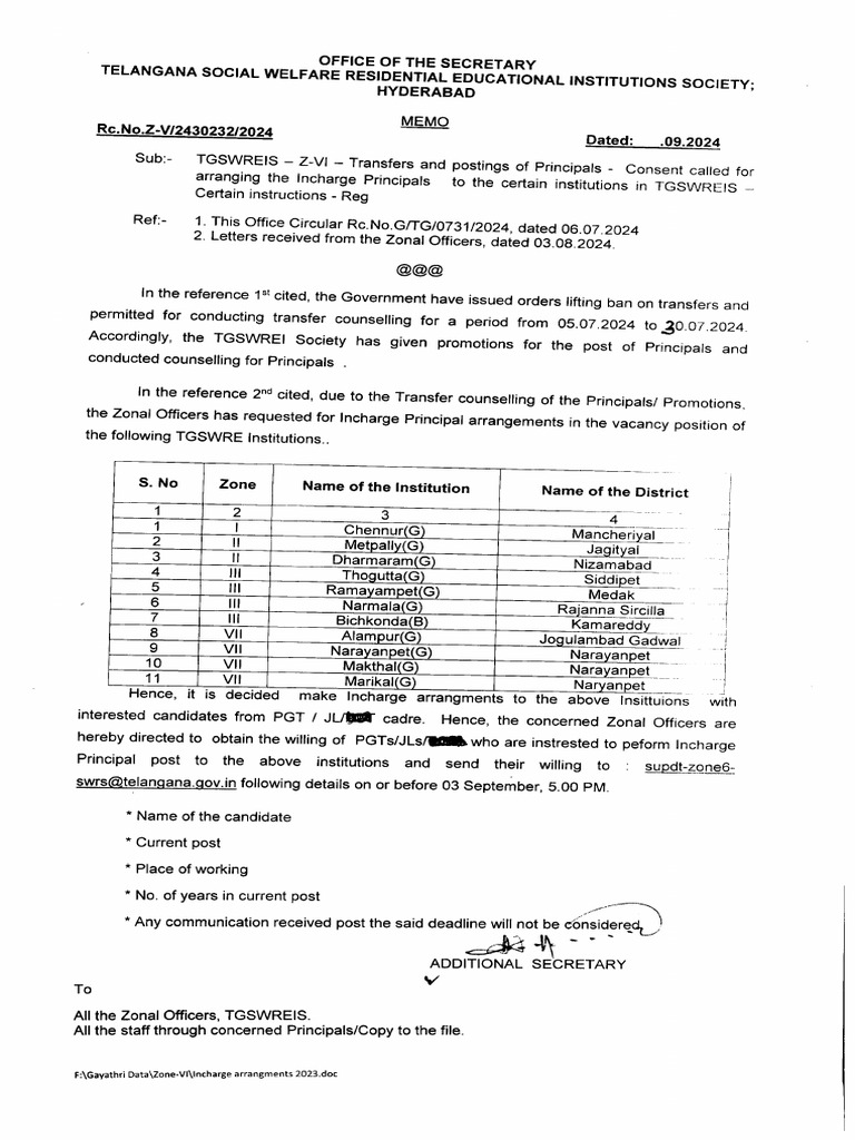 Incharge Principal Arrangment 20240902 - 21253295 | PDF