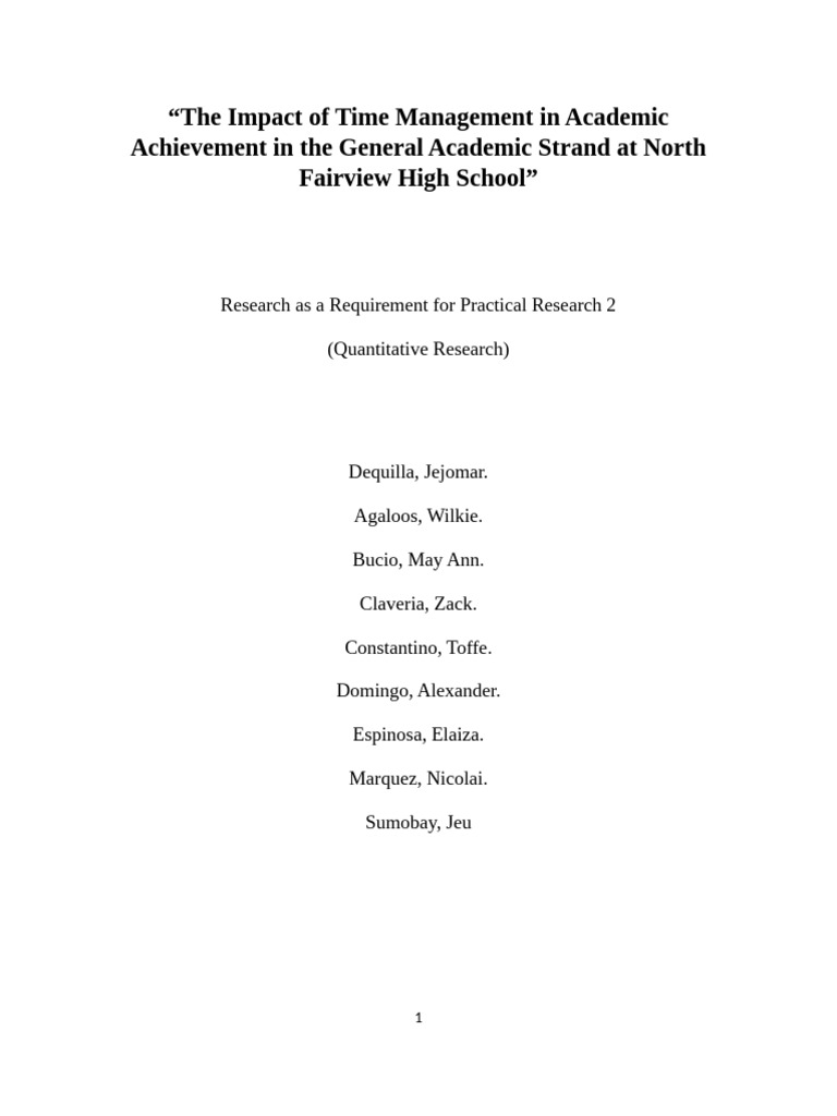 The Impact of Time Management in Academic Achievement in The General ...