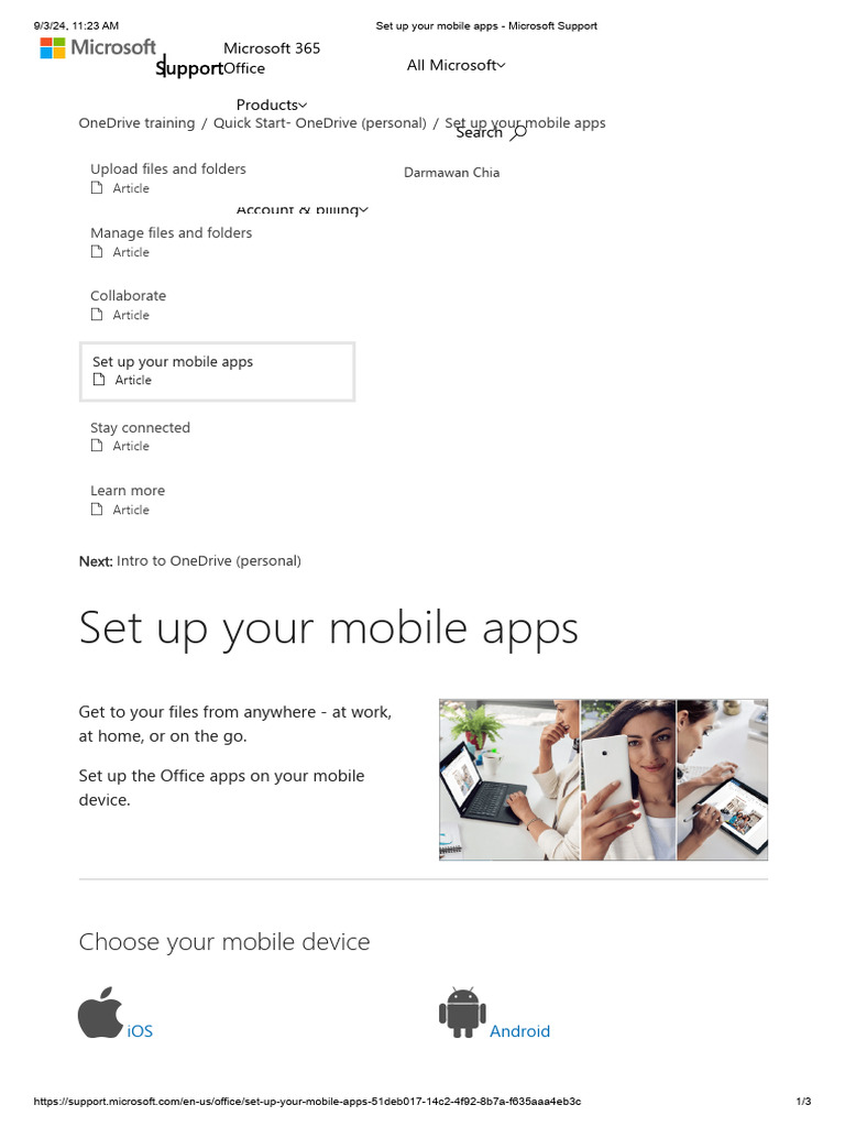 Set Up Your Mobile Apps - Microsoft Support | PDF