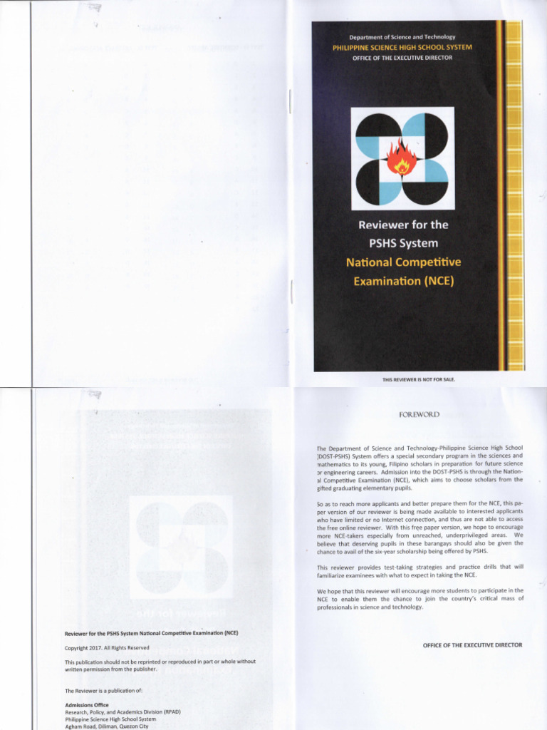 Reviewer For The PSHS System Nce | PDF