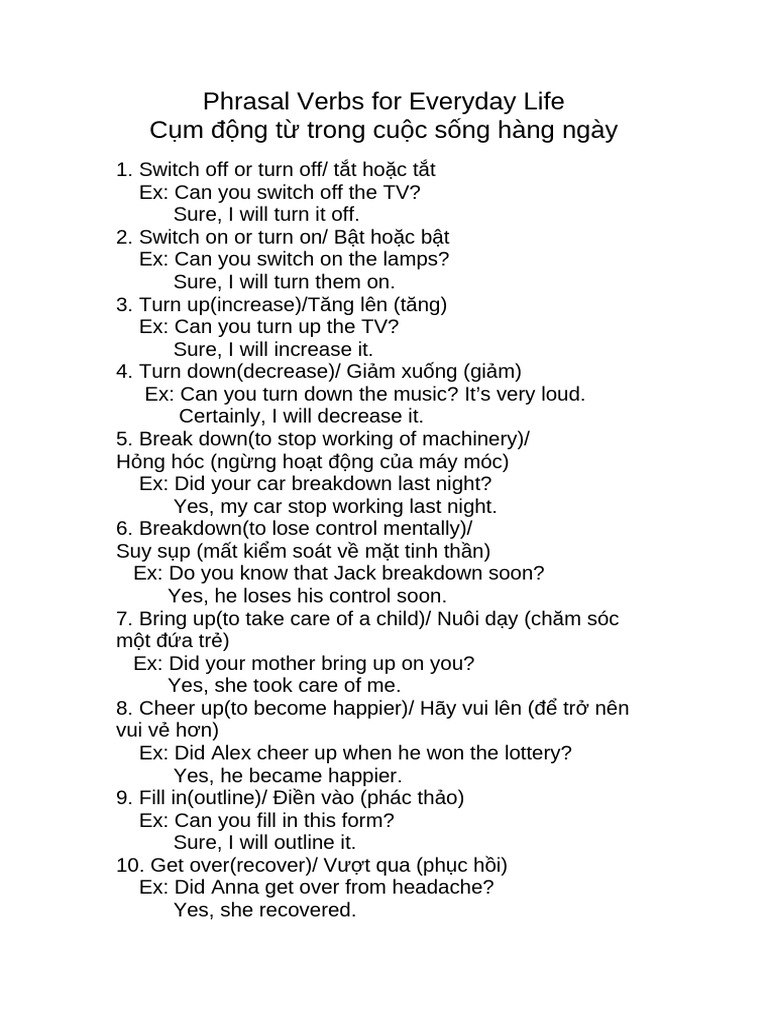 Phrasal Verbs For Everyday Life | PDF