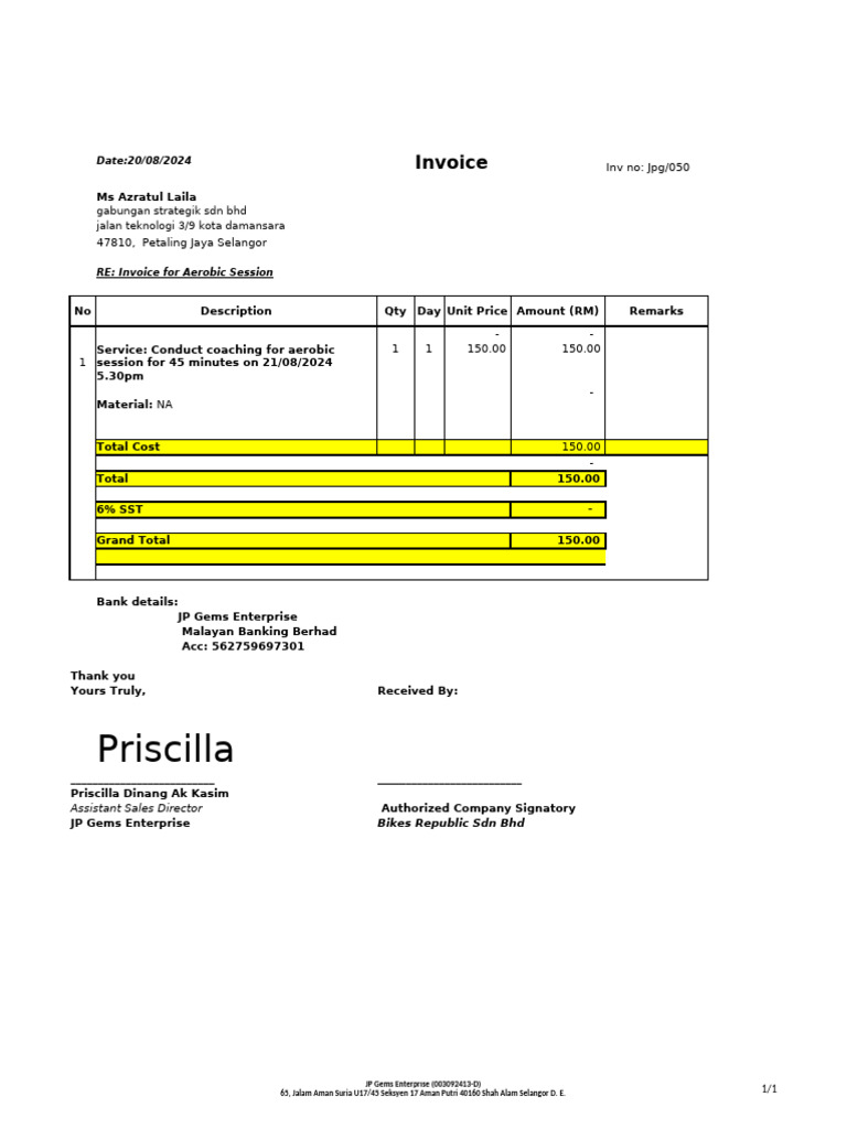 Invoice For Gabungan Strategik SB | PDF