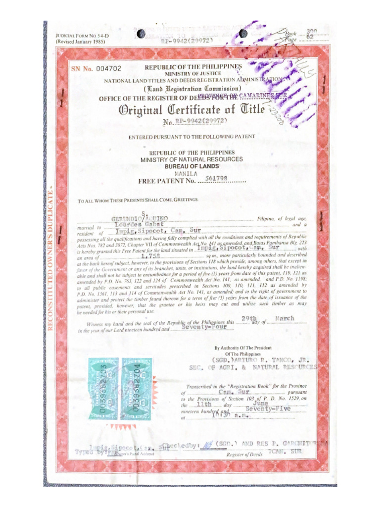 Scanned Copy Certificate of Title | PDF