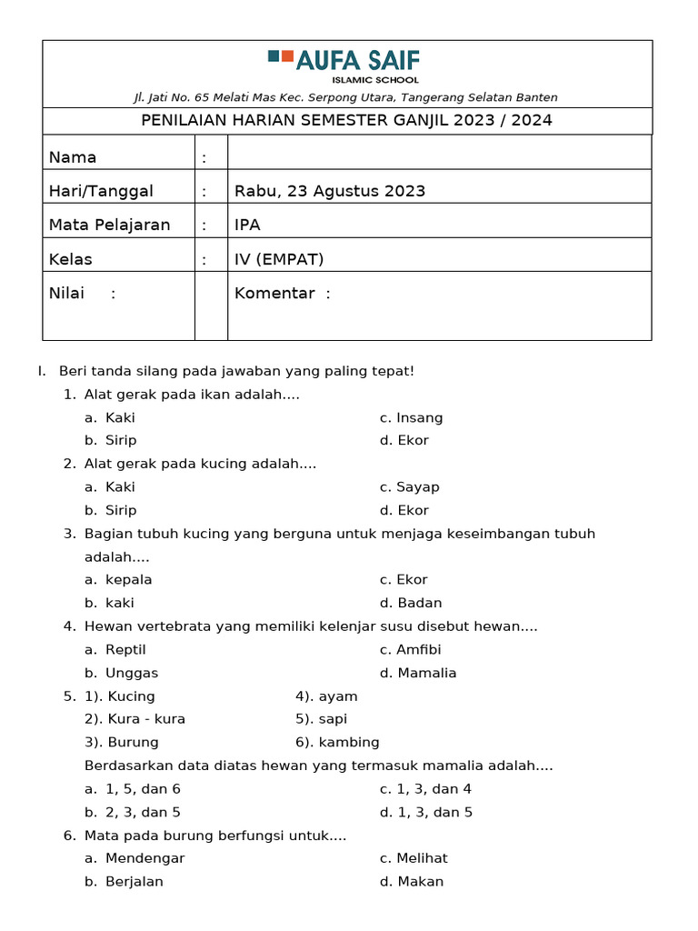 PH IPA Kelas 4 | PDF
