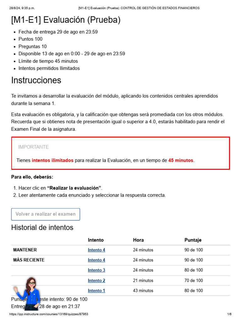 (M1-E1) Evaluación (Prueba) - Control de Gestión de Estados Financieros 4 | PDF