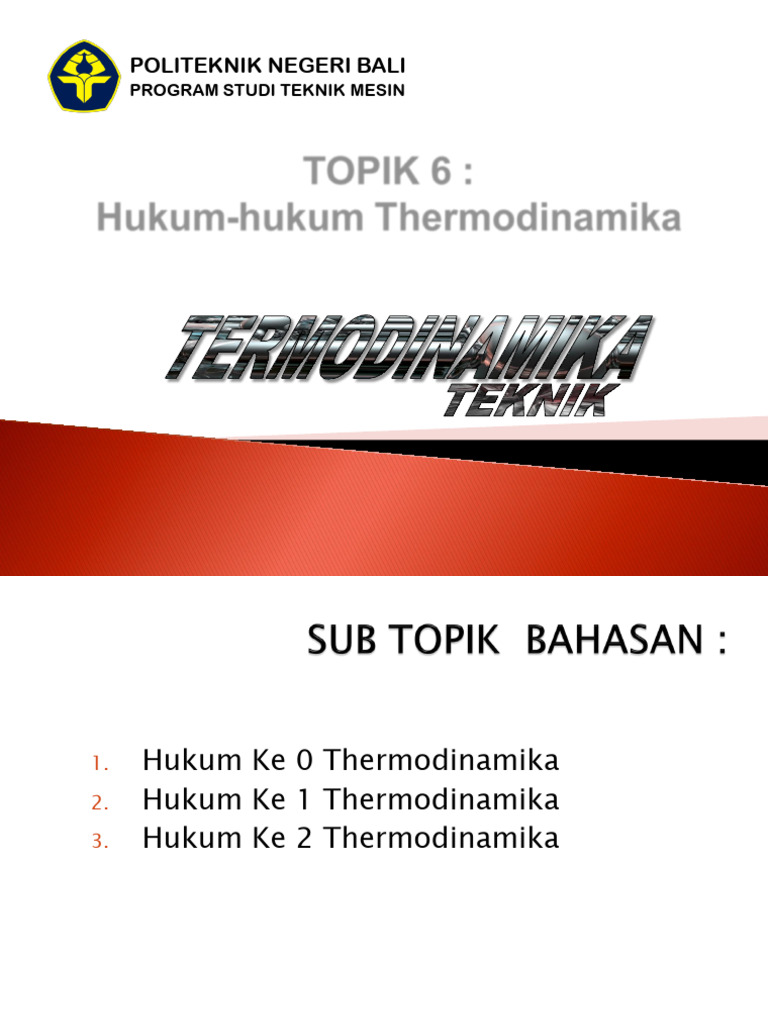 THERMODINAMIKA - TOPIK 6 | PDF