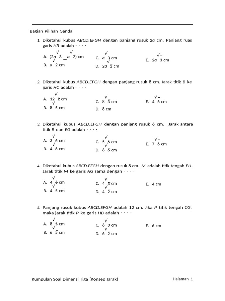 Jarak dalam Ruang Soal hal 1 | PDF