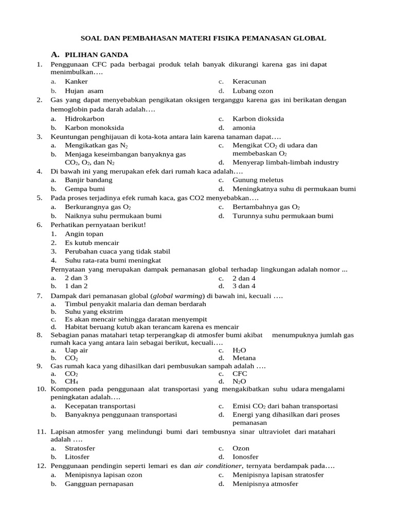 Soal Pemanasan Global | PDF