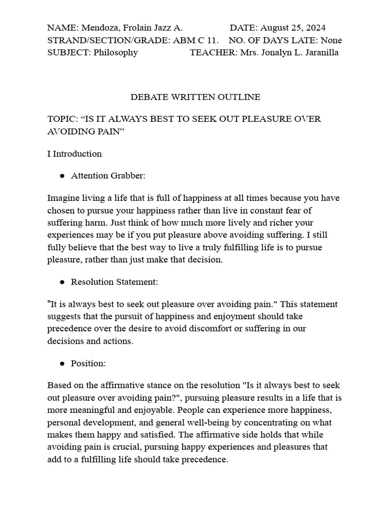 Debate Written Outline | PDF