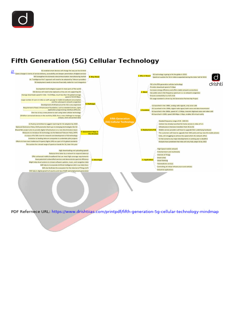 5G Technology Mind Map | PDF