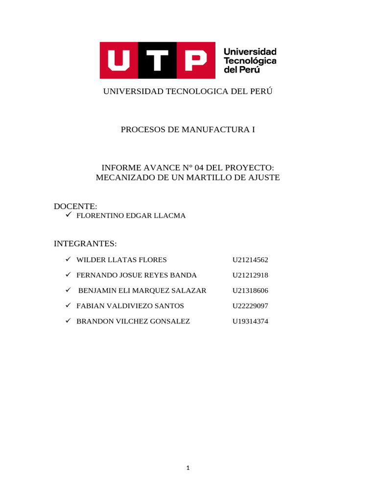 Universidad Tecnologica Del Perú: Florentino Edgar Llacma | PDF