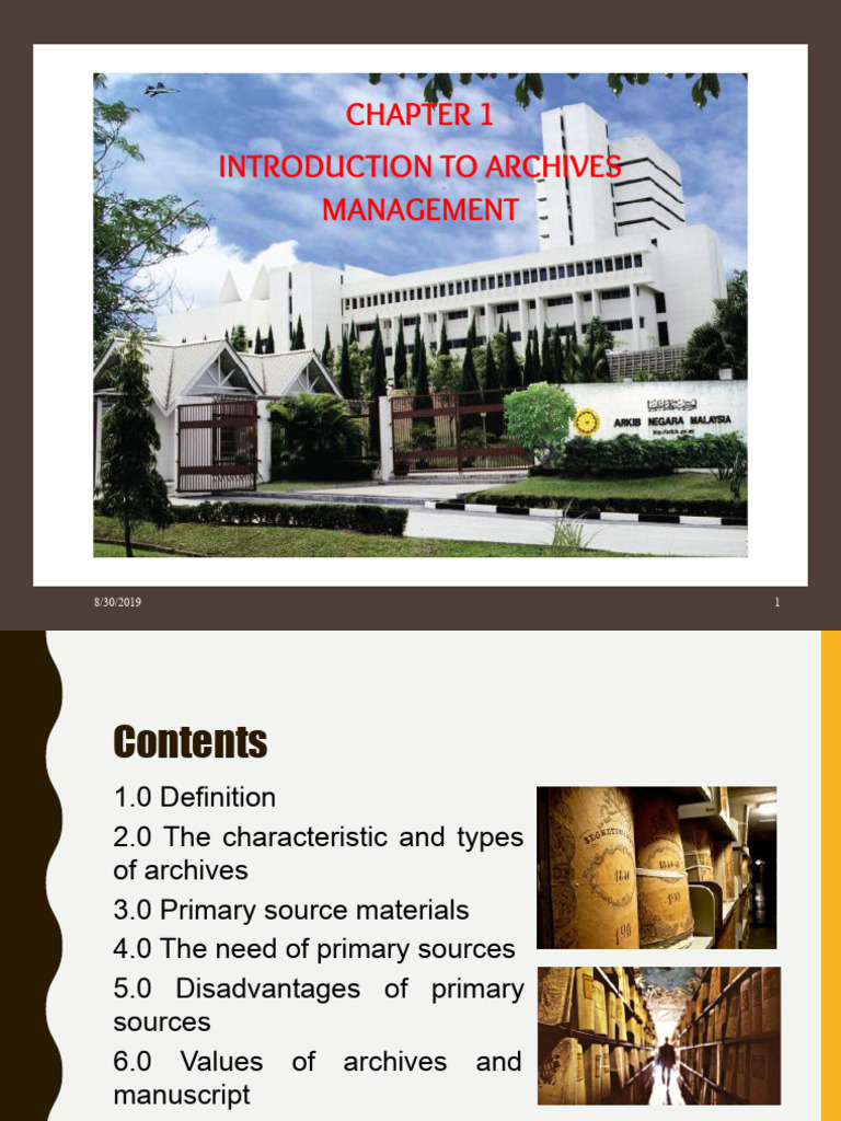 IMD313 - Topic 1 Introduction To Archives Management | PDF