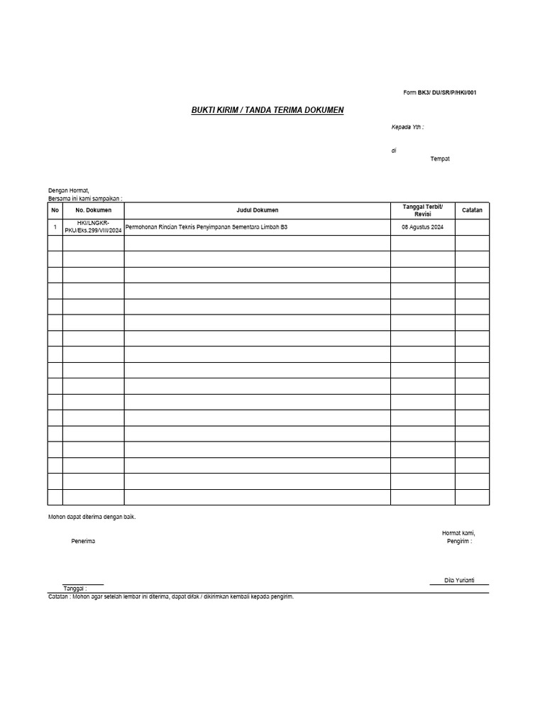 Bukti Kirim Terima Dokumen | PDF