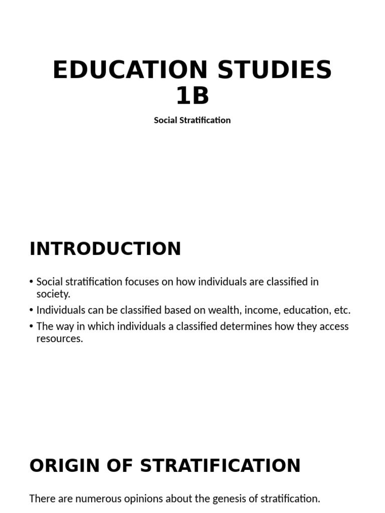 Defining Social Stratification Short Version. | PDF