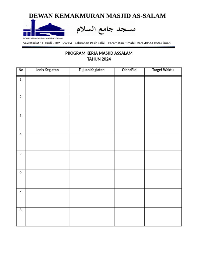 draft program kerja | PDF