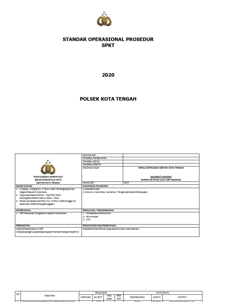 Sop SPKT Sek Tengah | PDF