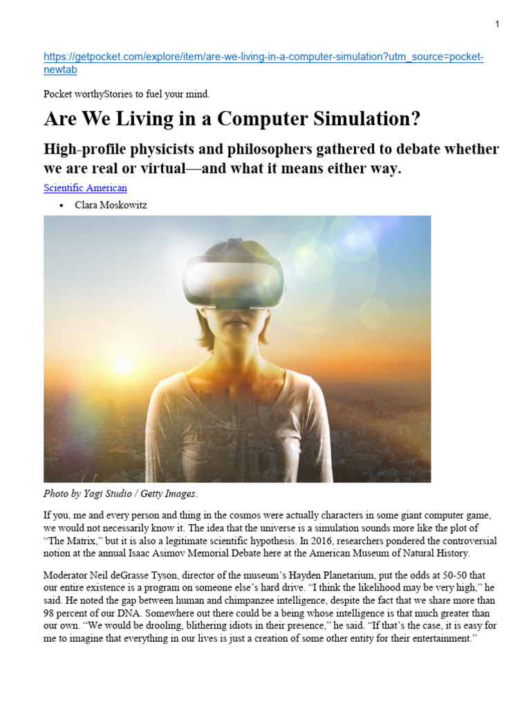 Are We Living in A Simulation | PDF
