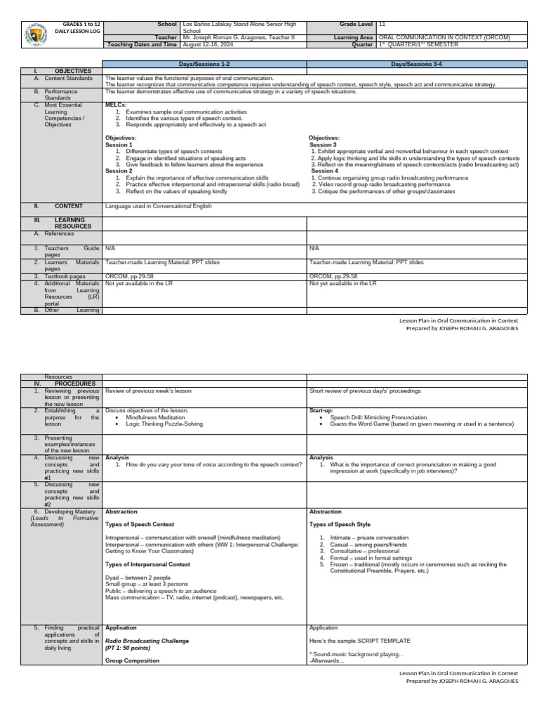Qtr 1-Week 3, Orcom (Updated) | PDF