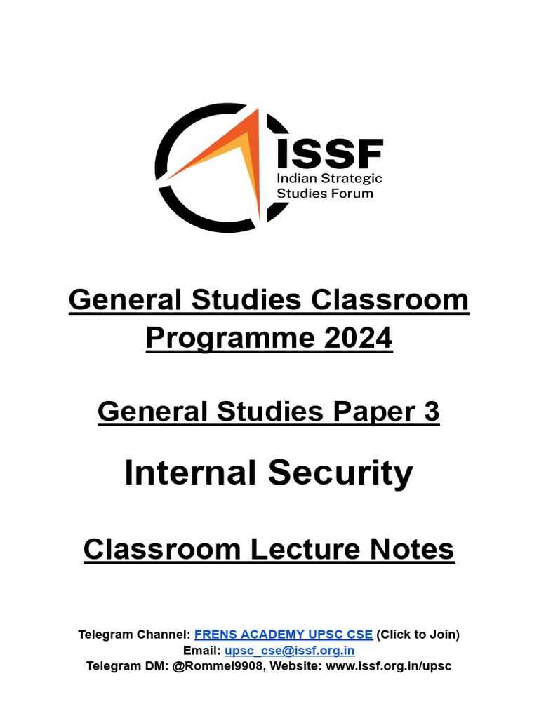 GS 3 - Internal Security Full Syllabus Notes by Issf | PDF