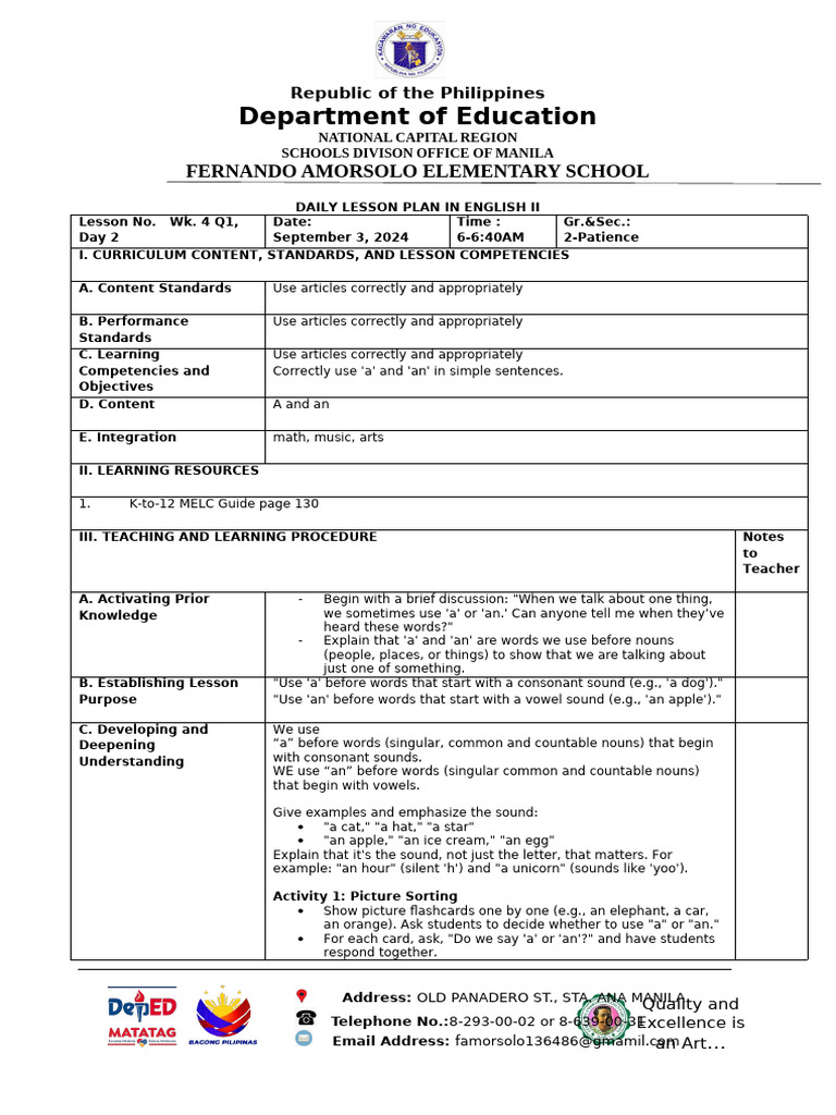 DLP English Q1 W4 Day 2 | PDF