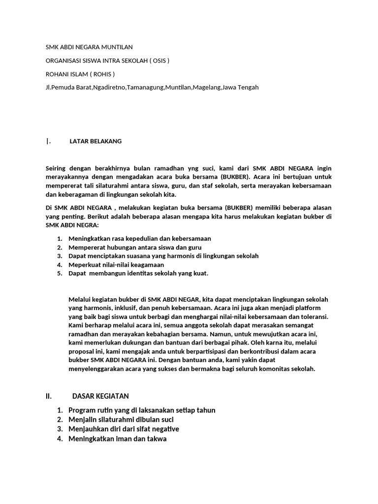 Proposal Bukber Abdi Negara 2024 | PDF