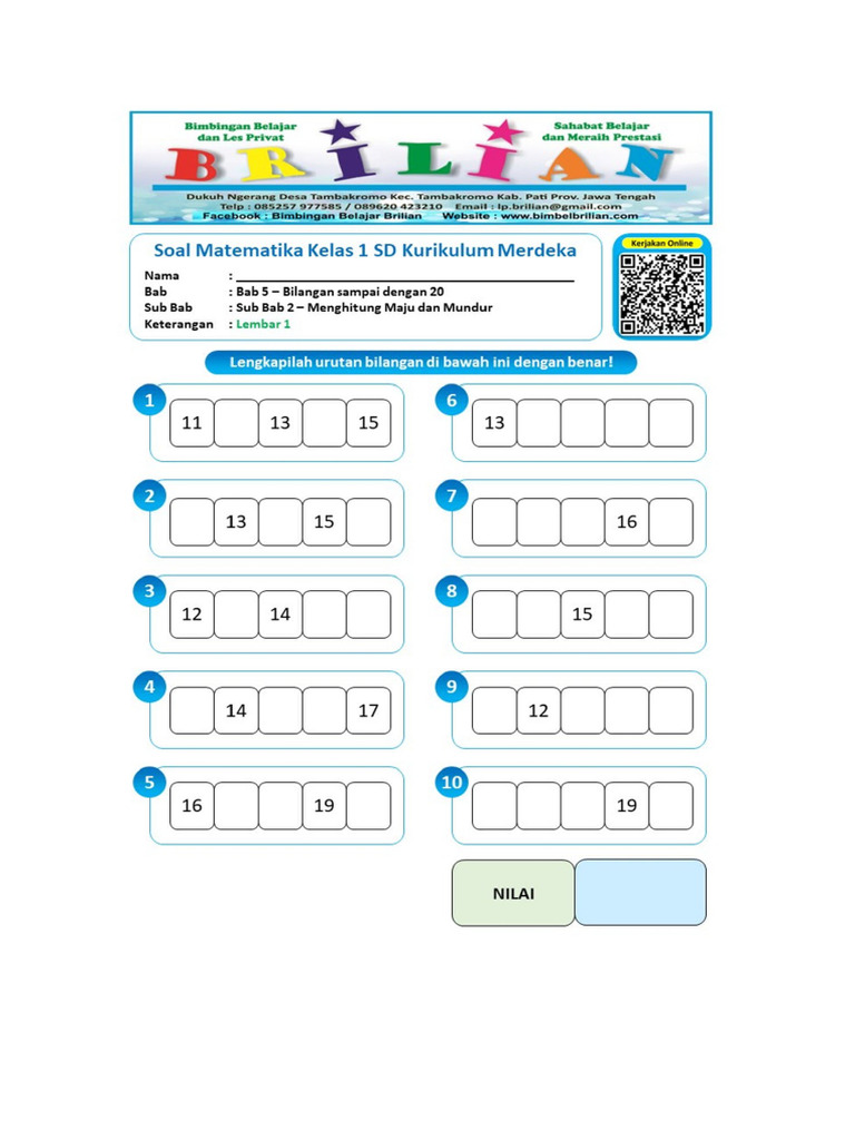 latihan soal kelas 1 | PDF