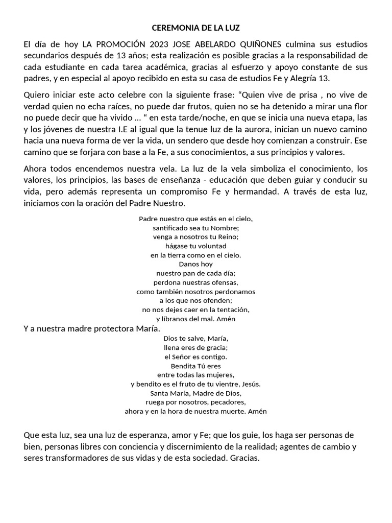 Ceremonia de La Luz | PDF