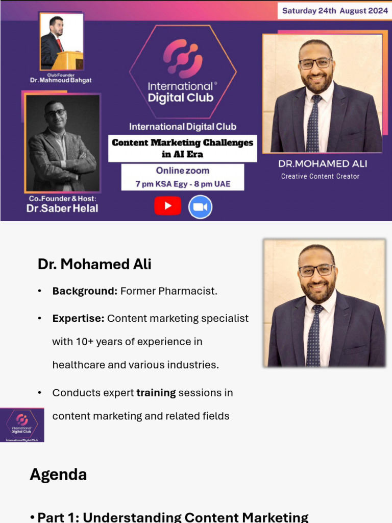 International Digital Club - Content Marketing - Dr. Mohamed Ali | PDF