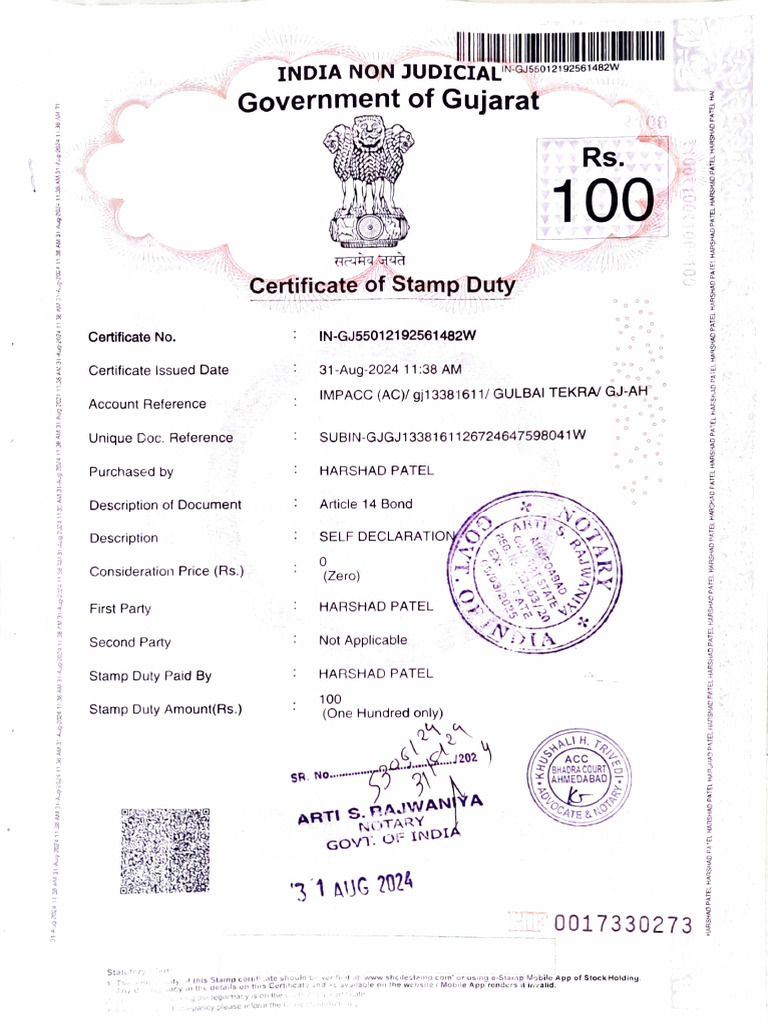 Notarized Self-Declaration (Annexure-I) | PDF