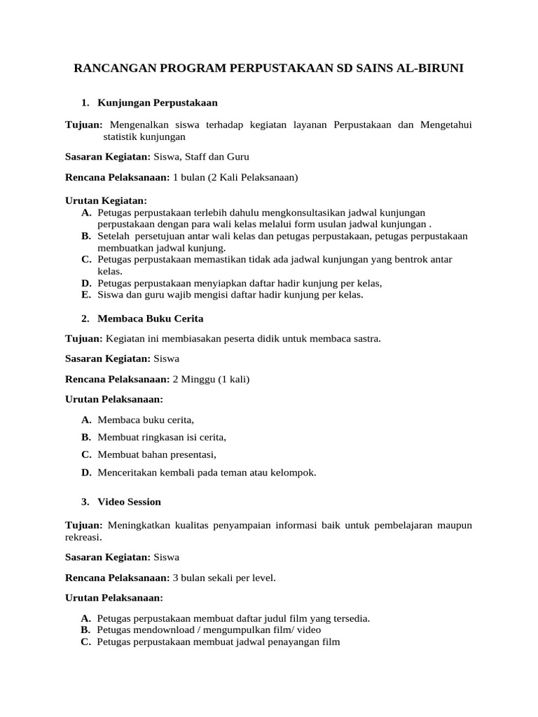 Rancangan Program Perpustakaan | PDF