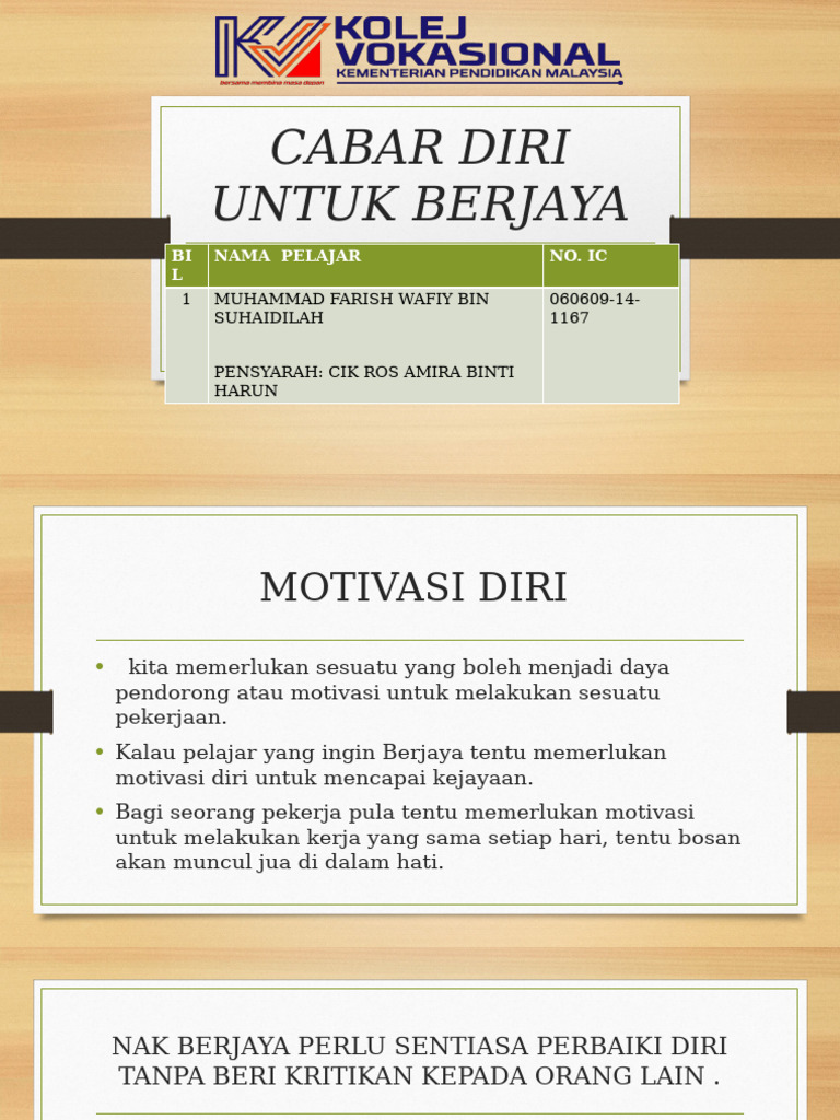 Cabar Diri Untuk Berjaya | PDF