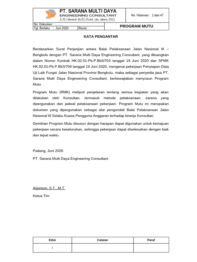 Program Mutu - ULFJ Bengkulu | PDF