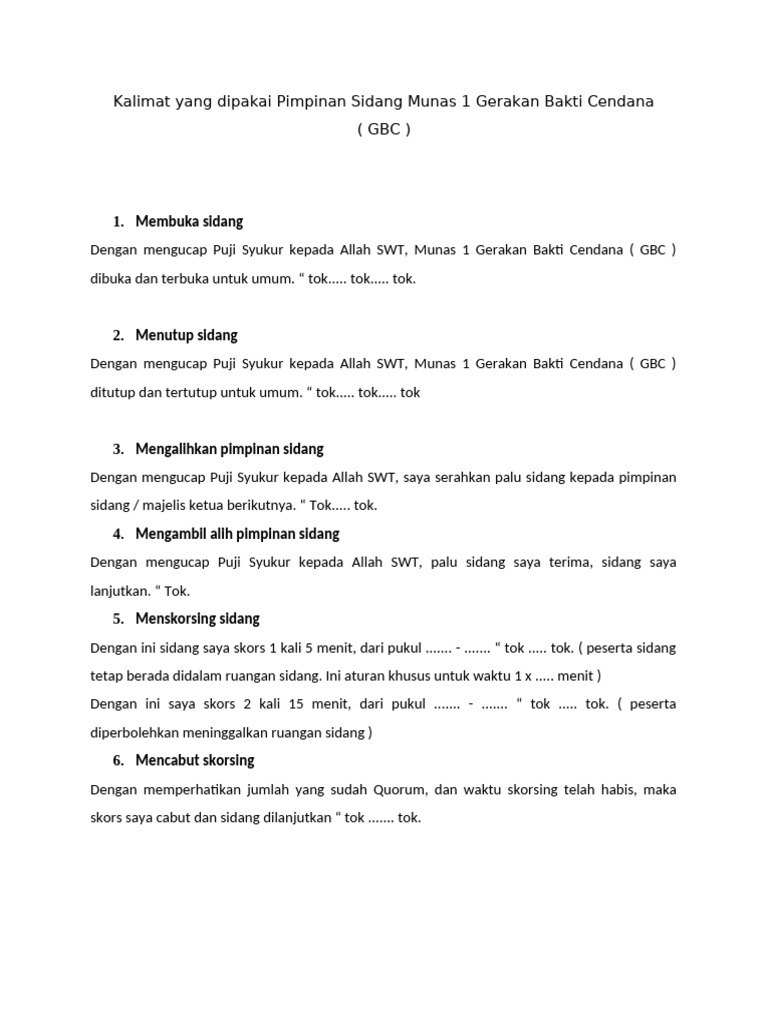 Pimpinan Sidang Yudi | PDF