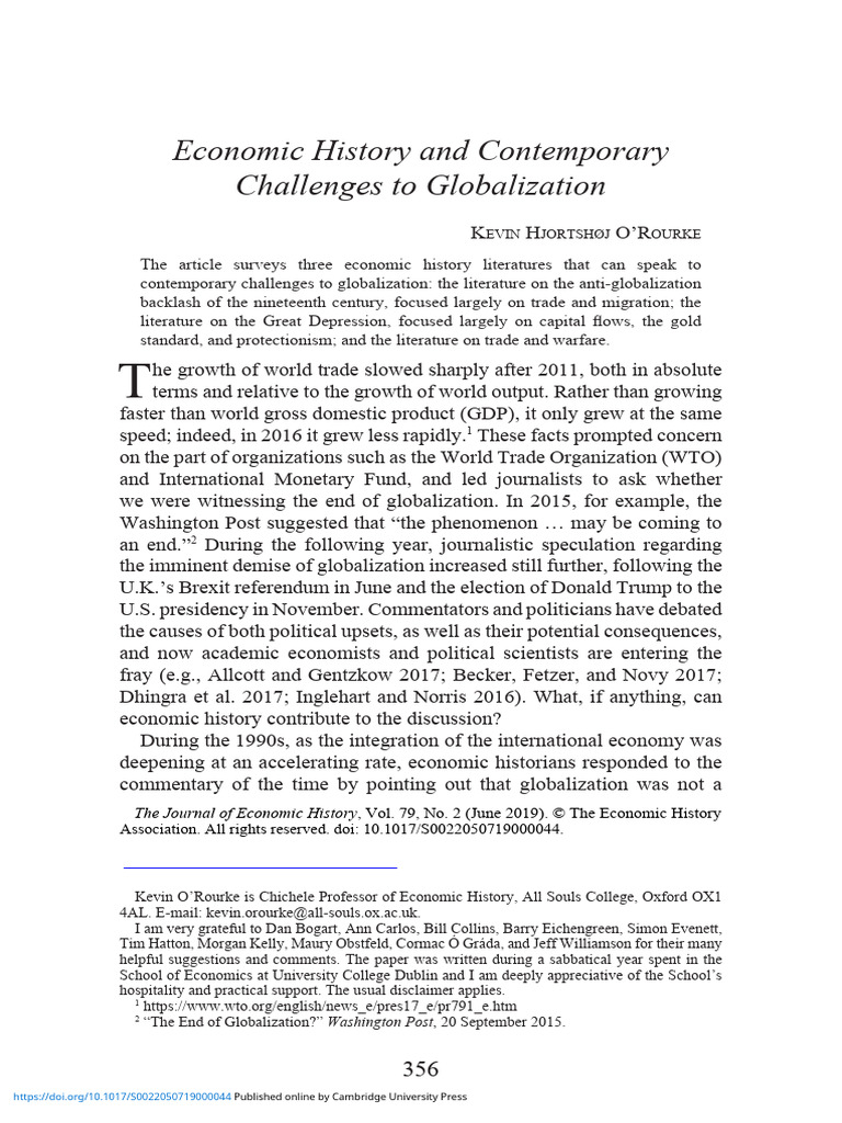 Economic History and Contemporary Challenges To Globalization | PDF