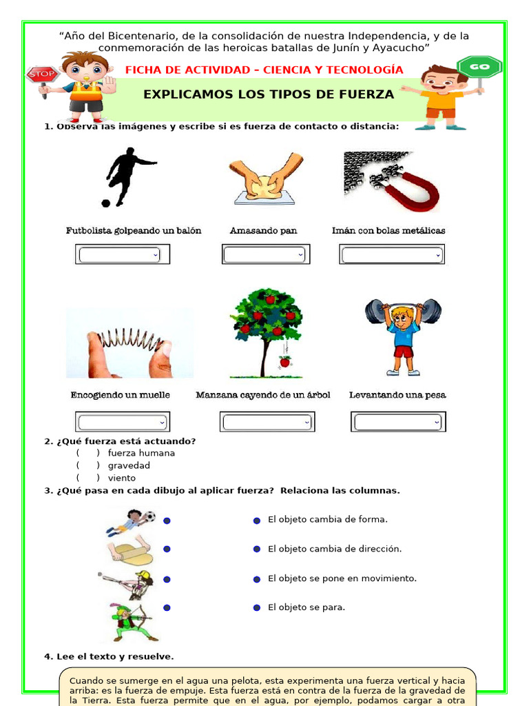 Ficha-Viern-cyt-explicamos Los Tipos de Fuerza | PDF Ficha-Viern-cyt-explicamos Los Tipos de Fuerza | PDF