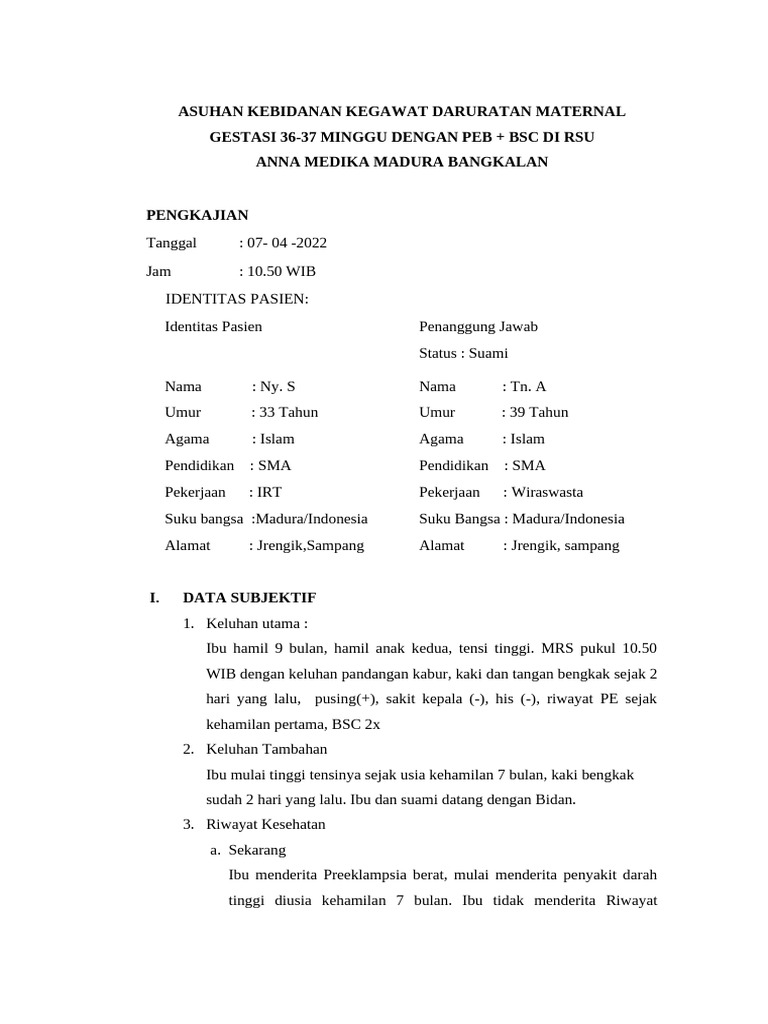 SOAP Maternal PEB | PDF