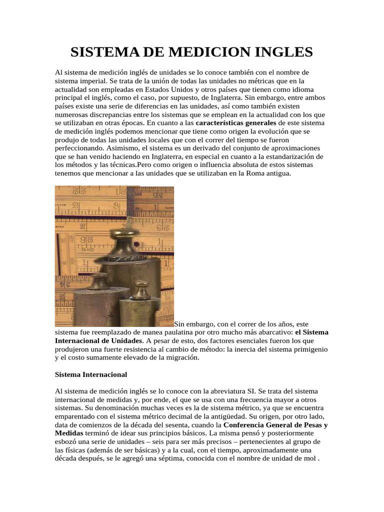 SISTEMA DE MEDICION INGLES | PDF