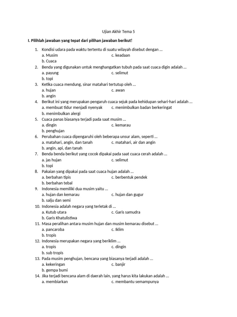 Ujian Akhir Tema 5 New | PDF