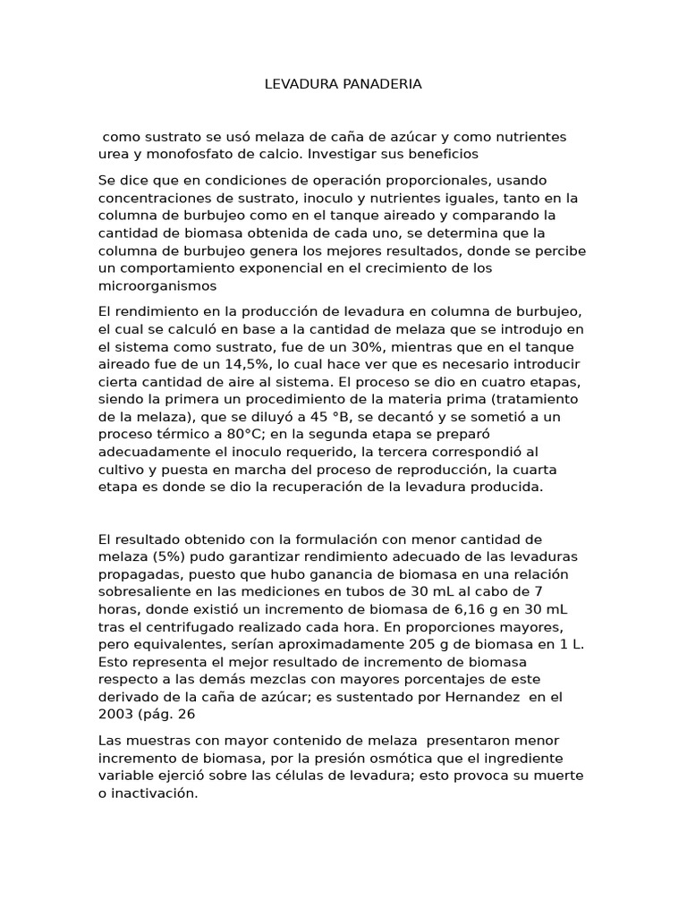 Levadura Panadera | PDF