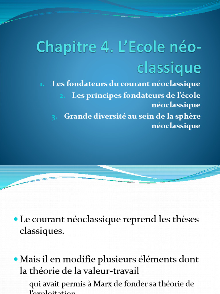 CERAP - UJ - 2023 - 2024 - HPE - Chap4 - L'Ecole Nã© Oclassique | PDF