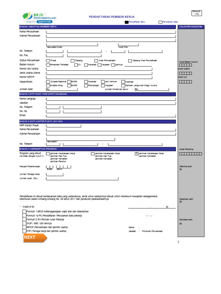 Pengisian Formulir BPJS Ketenagakerjaan | PDF