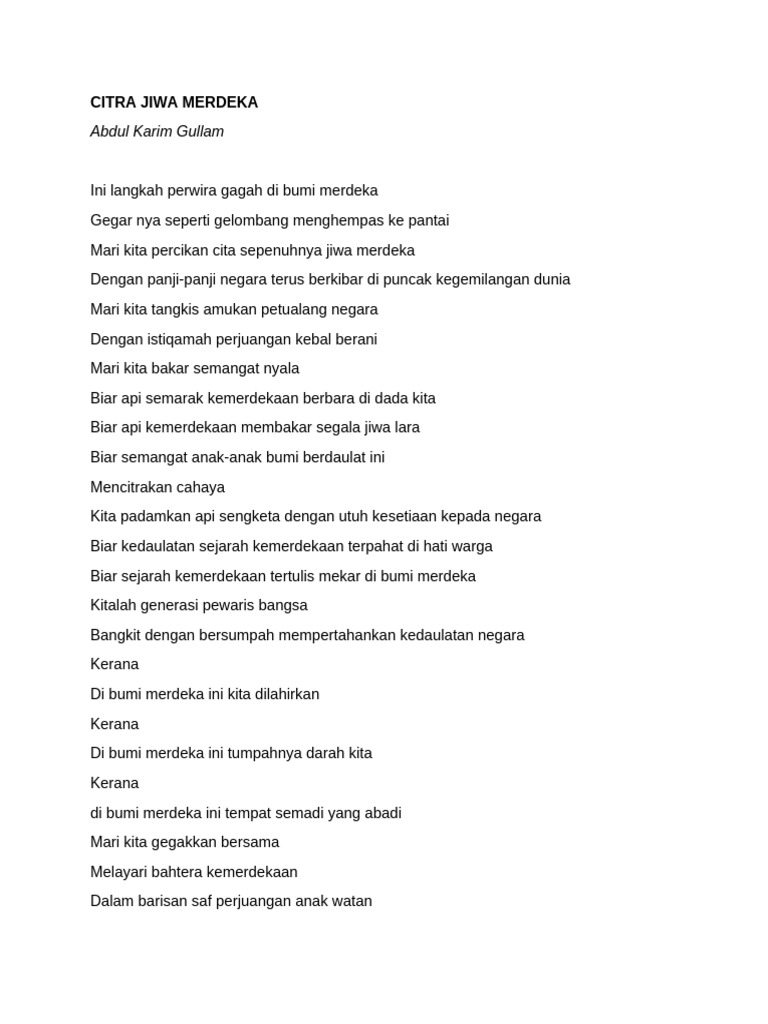 Citra Jiwa Merdeka | PDF