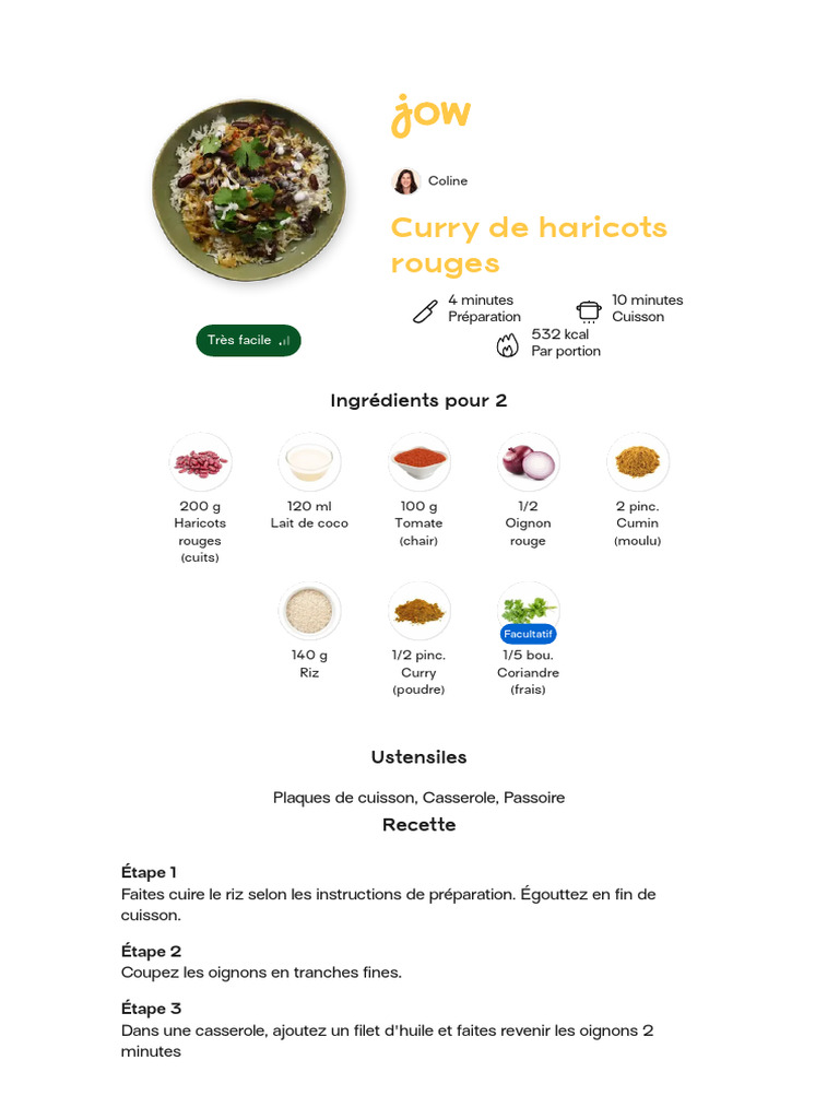 Curry de Haricots Rouges | PDF