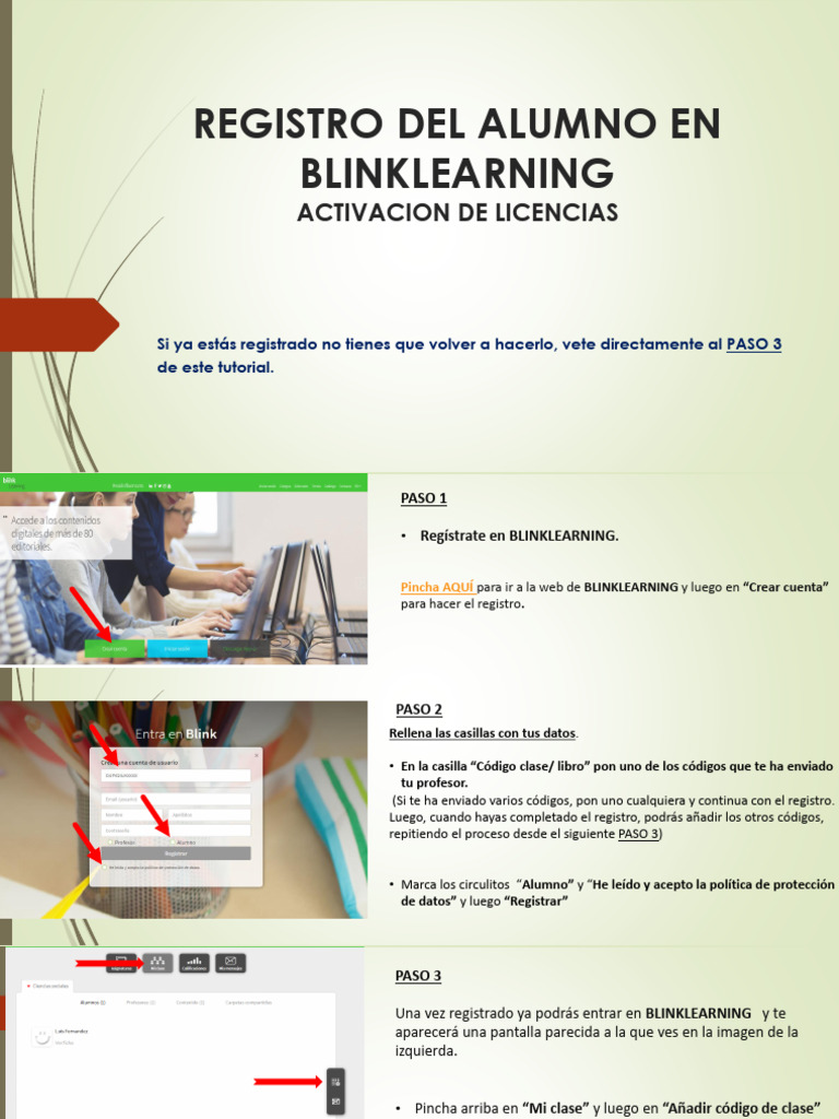 Registro de Alumno en Blinklearning | PDF