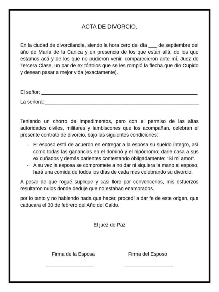 Acta de Divorcio | PDF