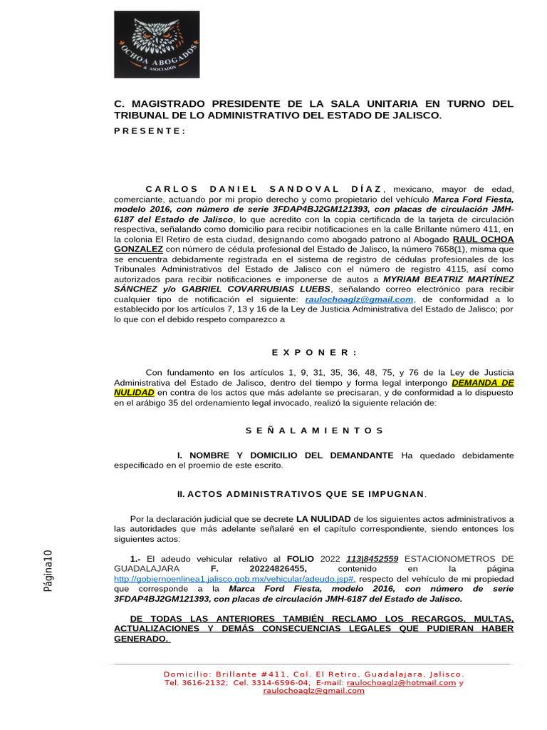 Nulidad Multas Estacionometros GDL | PDF