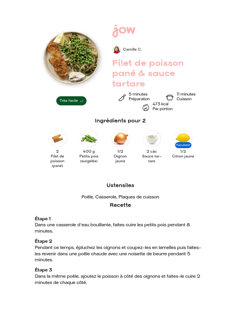 Filet de Poisson Pané & Sauce Tartare | PDF