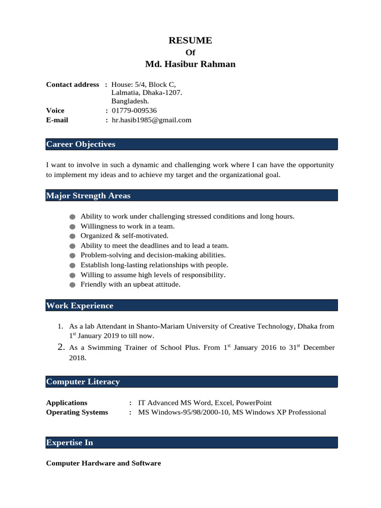 CV of Hasib | PDF